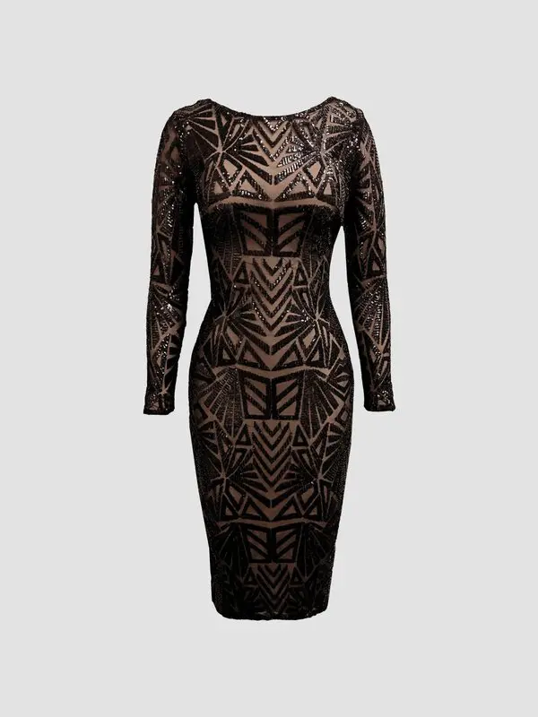 Dress The Population Emery Sequined Scoopback Dress - Black