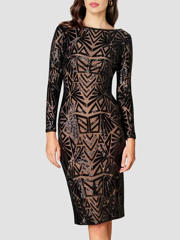 Dress The Population Emery Sequined Scoopback Dress