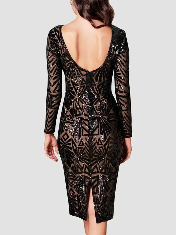 Dress The Population Emery Sequined Scoopback Dress