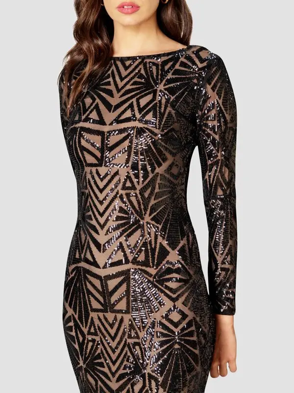 Dress The Population Emery Sequined Scoopback Dress