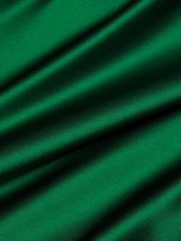 Amsale Satin High Cowlneck A-line Gown - Emerald
