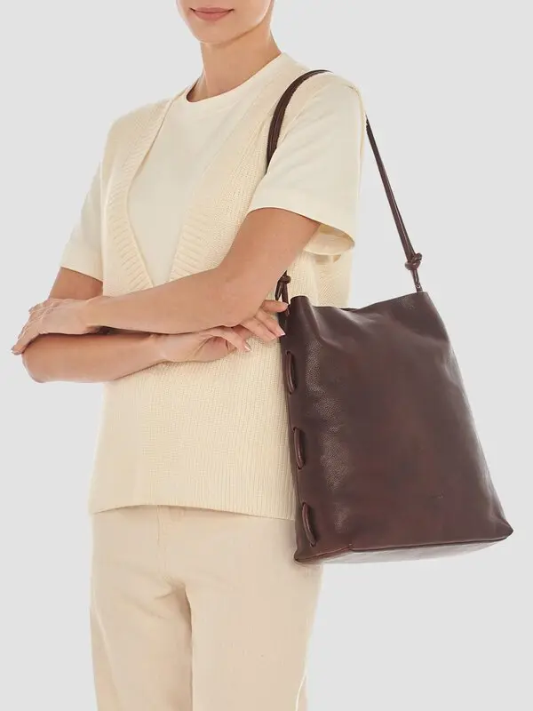 Il Bisonte Snodo Leather Crossbody Tote Bag - Caffe