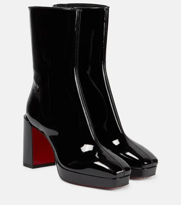 CHRISTIAN LOUBOUTIN Alleo 90 Patent Leather Ankle Boots - Black