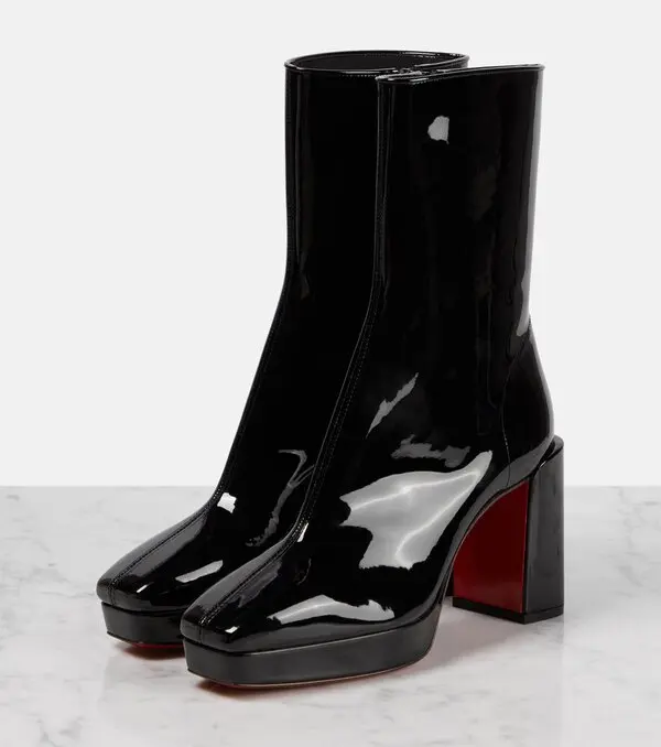 CHRISTIAN LOUBOUTIN Alleo 90 Patent Leather Ankle Boots