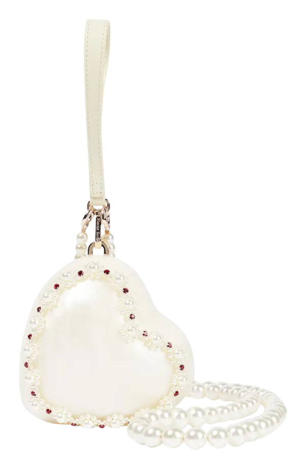Simone Rocha Heart Faux Pearl-embellished Clutch - White
