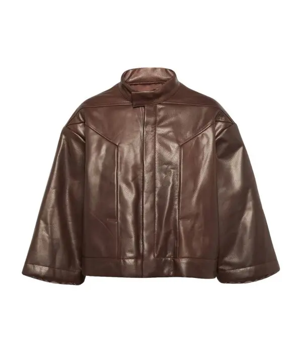 Rick Owens Cropped Leather Jacket - Brown