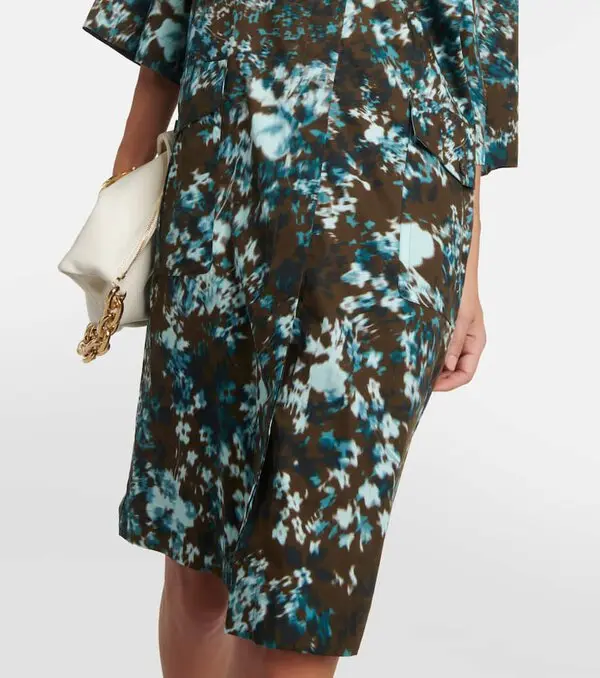 Dries Van Noten Khaki" Floral Cotton Poplin Shirt Dress