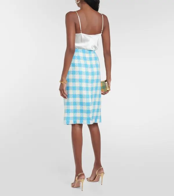 Oscar De La Renta Checked Midi Skirt
