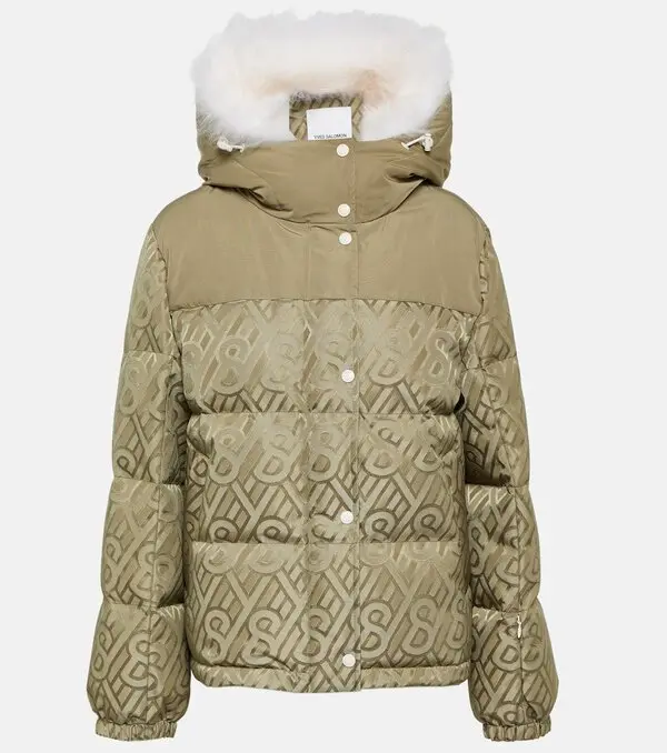 YVES SALOMON Logo Shearling-trimmed Down Jacket - Multicoloured