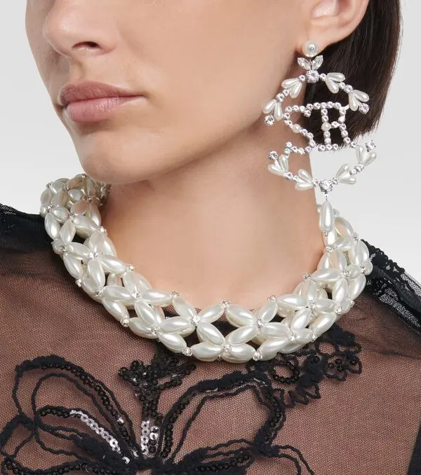 Simone Rocha Crystal And Pearl Earrings