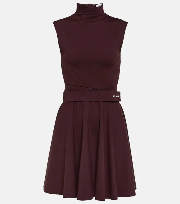 Alaïa Mockneck Jersey Dress - Red