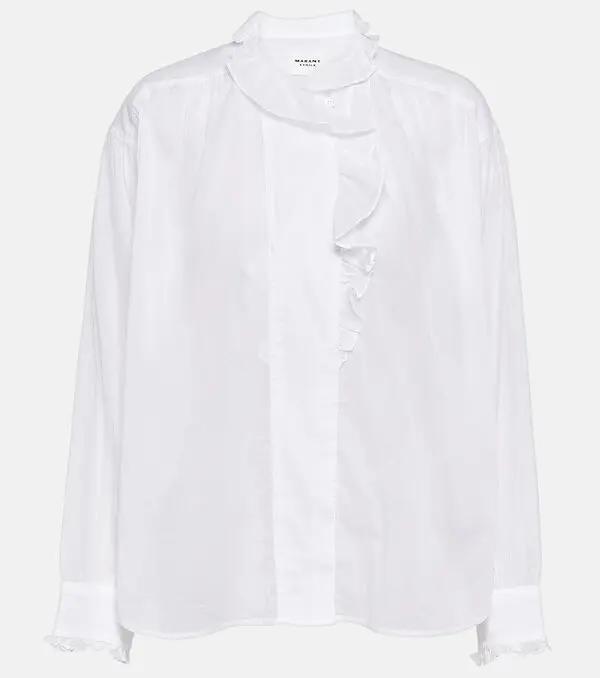 MARANT ETOILE Pamias Ruffled Cotton Blouse - White
