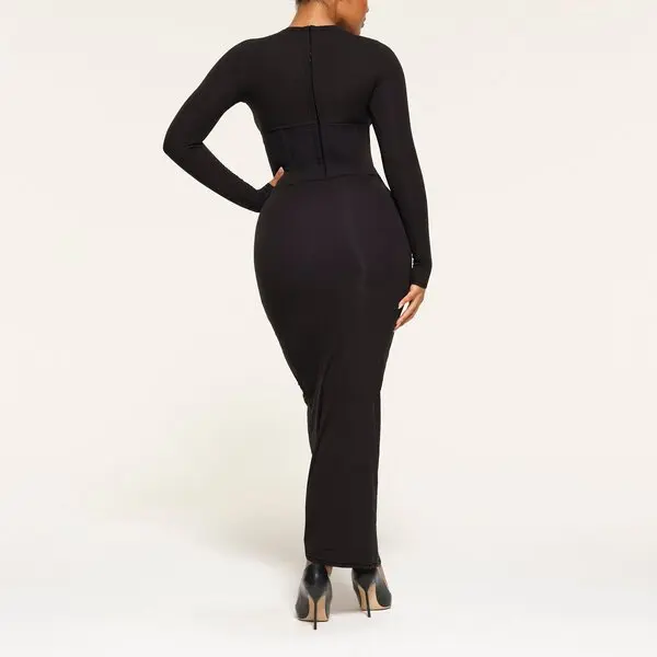 Skims Fits Everybody Corset Long Sleeve Dress - Onyx | Editorialist