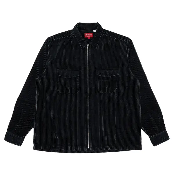 Supreme 2-tone Corduroy Zip Up Shirt - Black