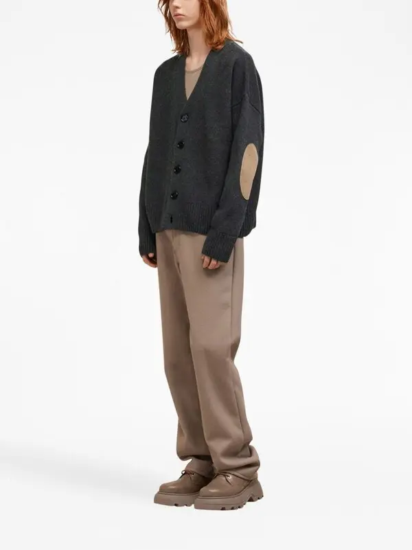 AMI Paris V-neck Elbow Patches Cardigan