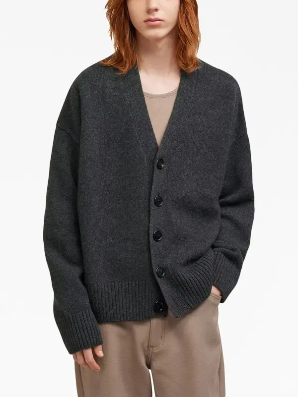 AMI Paris V-neck Elbow Patches Cardigan