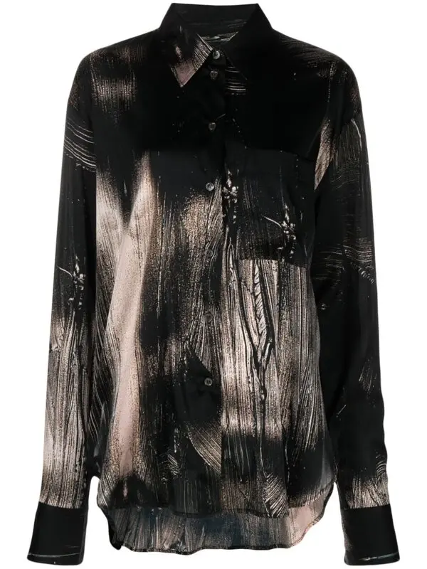 LOUISA BALLOU Abstract-print Long-sleeve Shirt