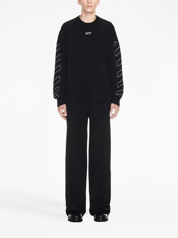 Off-White Arrows-embroidery Crew-neck Jumper - Black