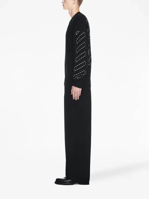 Off-White Arrows-embroidery Crew-neck Jumper - Black