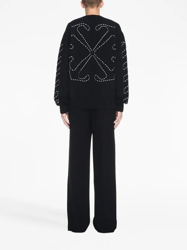 Off-White Arrows-embroidery Crew-neck Jumper - Black