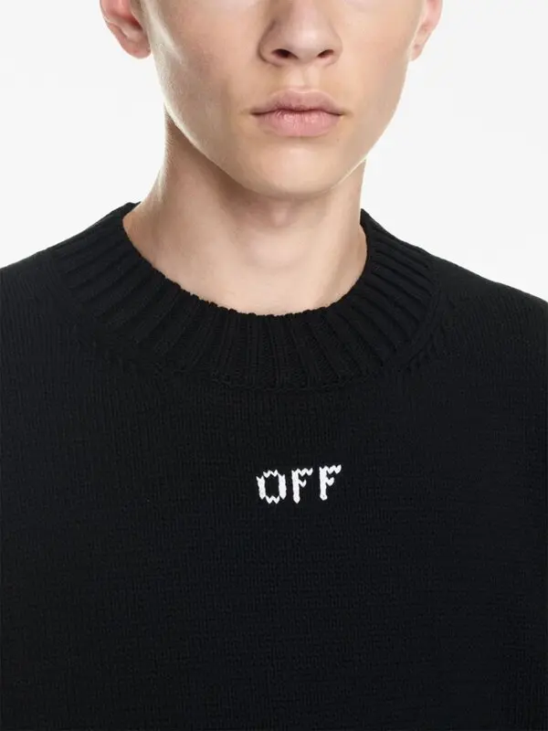 Off-White Arrows-embroidery Crew-neck Jumper - Black