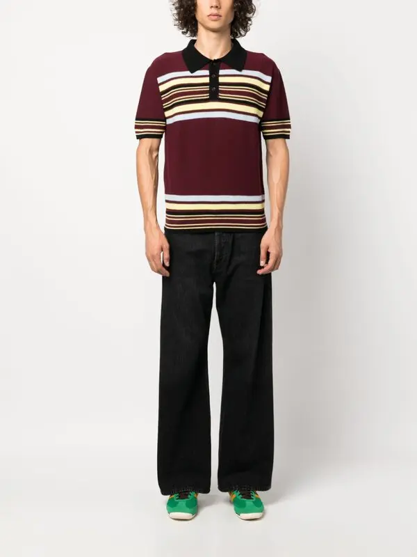 WALES BONNER Wander Striped Wool Polo Shirt