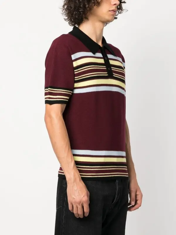 WALES BONNER Wander Striped Wool Polo Shirt