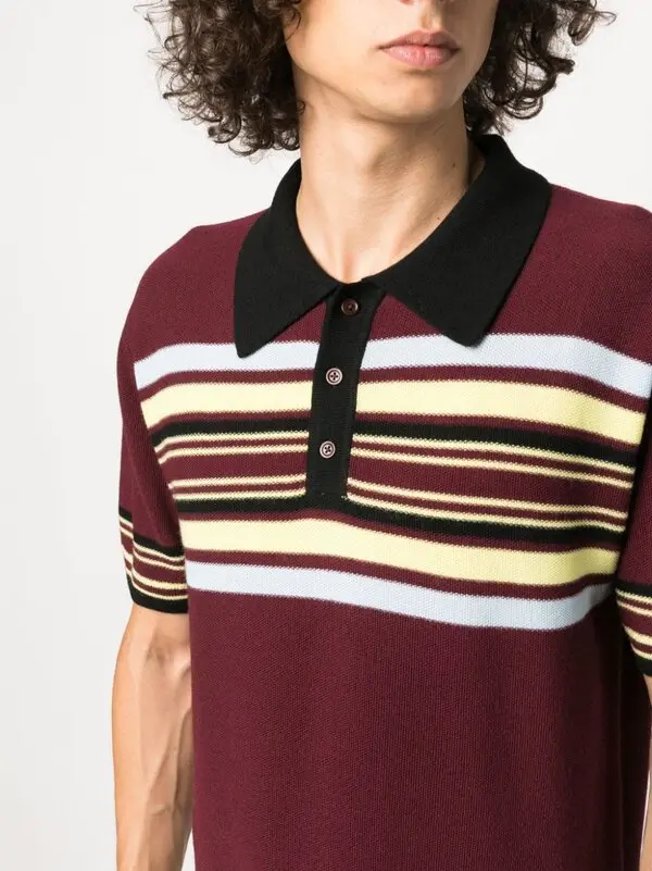 WALES BONNER Wander Striped Wool Polo Shirt