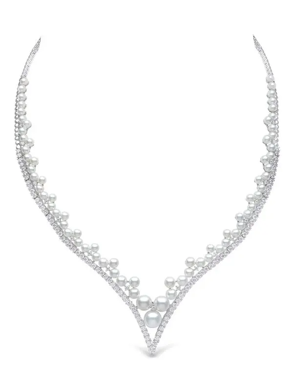 Yoko London 18kt White Gold Akoya Pearl And Diamond Necklace - Silver
