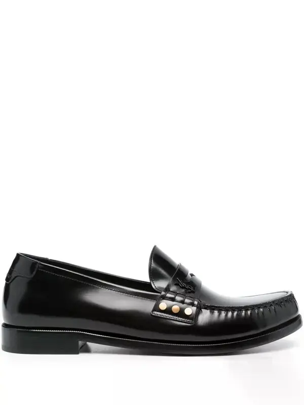 Saint Laurent Almond-toe Leather Loafers - Black