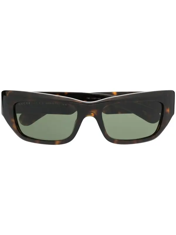 Gucci Side Logo-plaque Detail Sunglasses - Brown