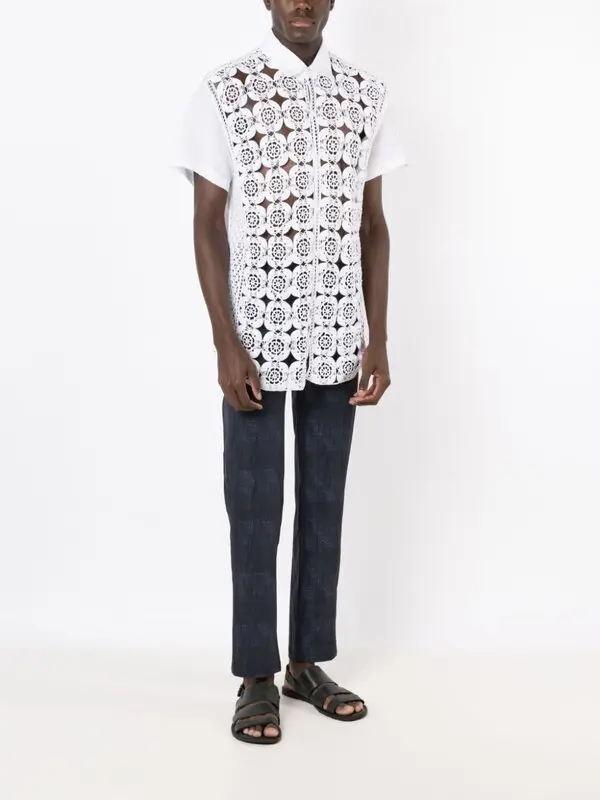 AMIR SLAMA Crochet-panel Short-sleeved Shirt