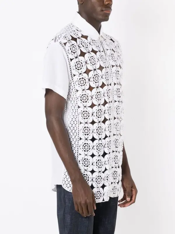 AMIR SLAMA Crochet-panel Short-sleeved Shirt