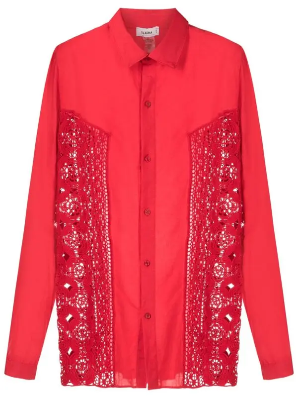 AMIR SLAMA Crochet-panel Long-sleeved Shirt
