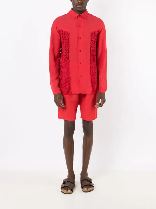 AMIR SLAMA Crochet-panel Long-sleeved Shirt