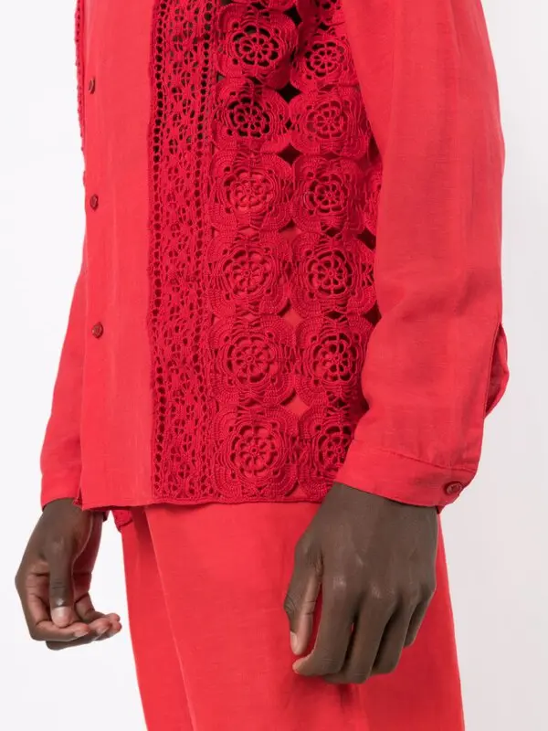 AMIR SLAMA Crochet-panel Long-sleeved Shirt