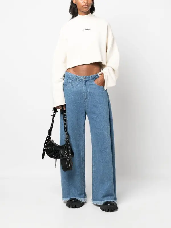HALFBOY Logo-embroidered Cropped Sweatshirt