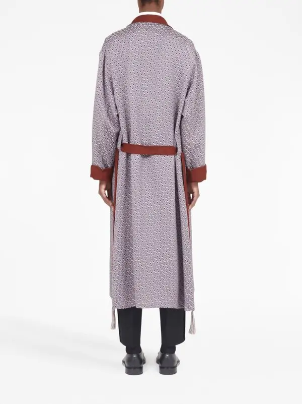 MAISON MARGIELA Geometric Pattern Fringed Coat