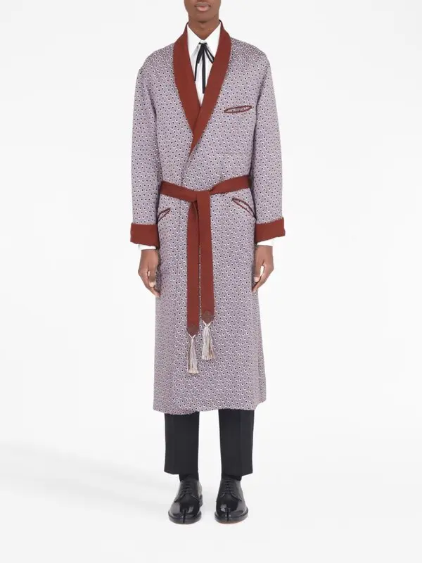 MAISON MARGIELA Geometric Pattern Fringed Coat