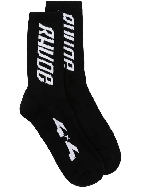 Rhude Logo Jacquard Ankle Socks - Black