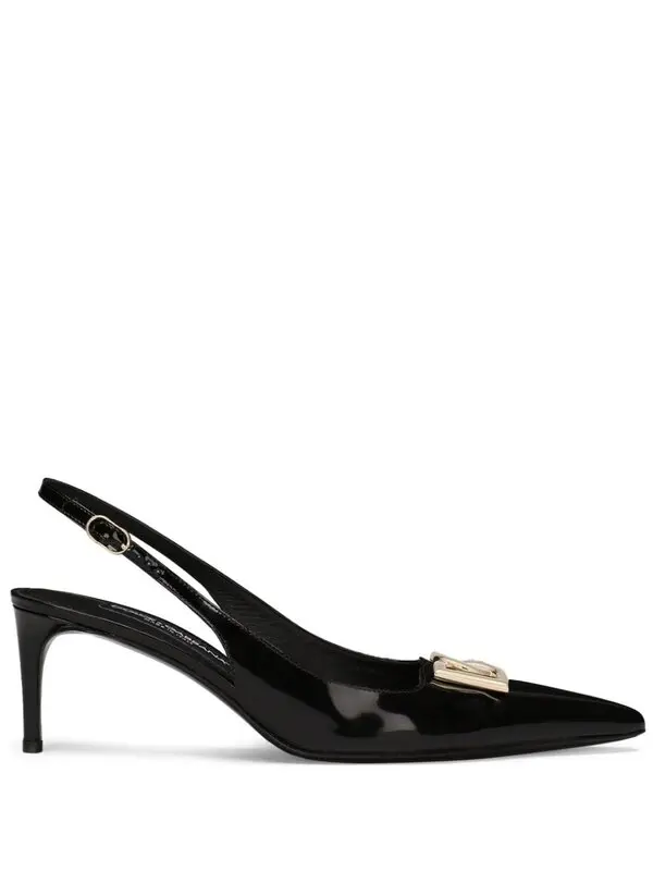 Dolce & Gabbana 60mm Logo-plaque Slingback Pumps - Black