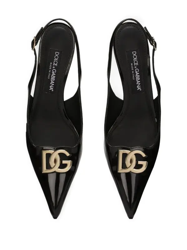 Dolce & Gabbana 60mm Logo-plaque Slingback Pumps - Black