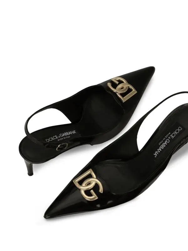 Dolce & Gabbana 60mm Logo-plaque Slingback Pumps - Black