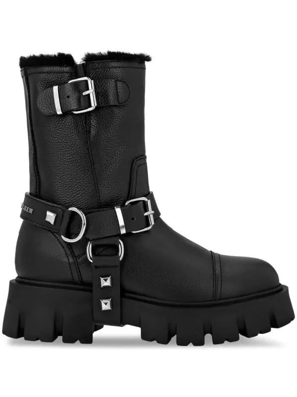 Philipp Plein Studded Leather Ankle Boots