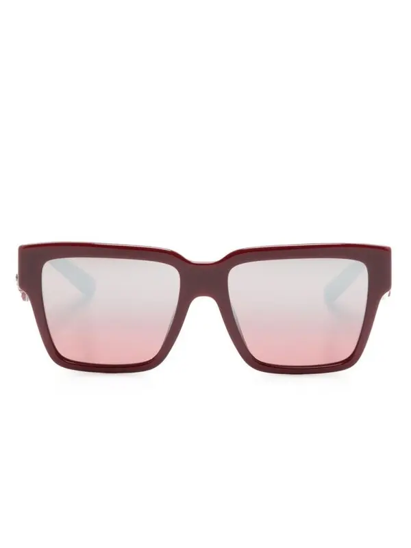 Dolce & Gabbana Logo-plaque Rectangle-frame Sunglasses - Red