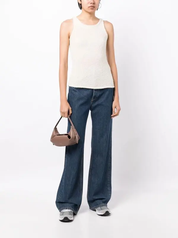 LOW CLASSIC Sleeveless Knitted Fleece Top - White