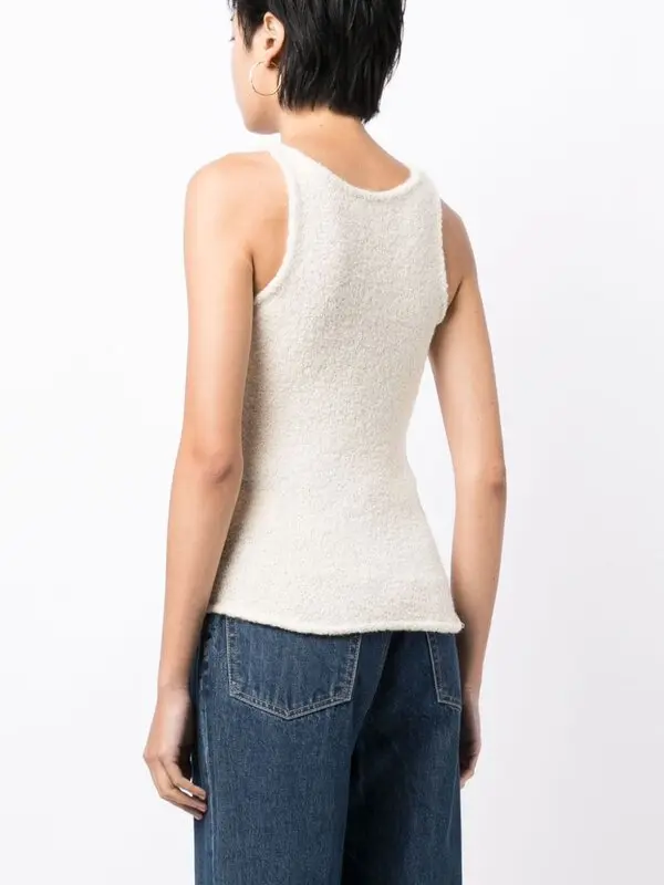 LOW CLASSIC Sleeveless Knitted Fleece Top - White