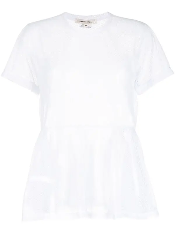 Comme Des Garçons Ruffle-hem Mesh T-shirt