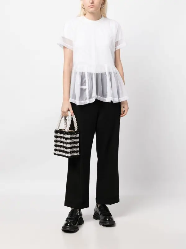 Comme Des Garçons Ruffle-hem Mesh T-shirt