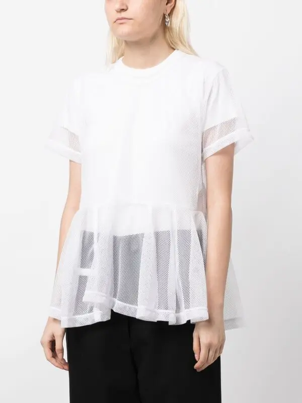 Comme Des Garçons Ruffle-hem Mesh T-shirt